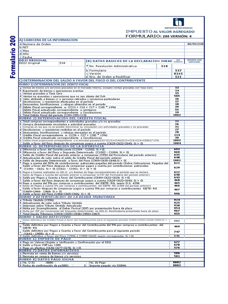 Formulario 200 para Imprimir | PDF | Impuesto al valor agregado ...