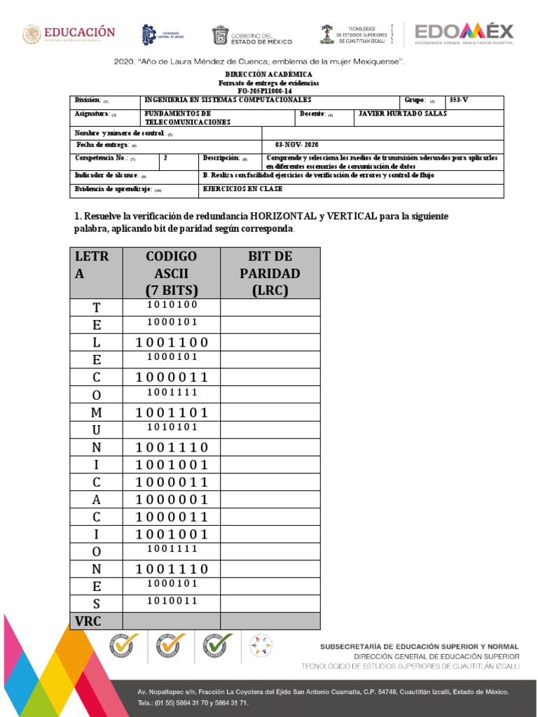 Ejercicios VRC - LRC - CRC | PDF