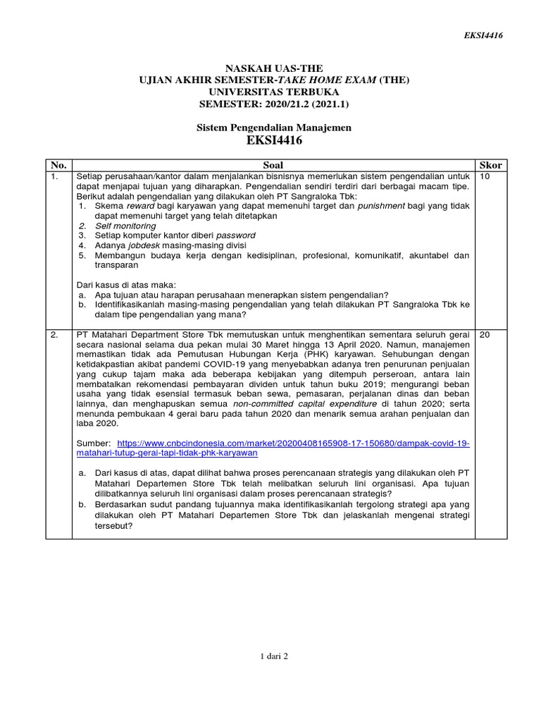 Naskah EKSI4416 The 1 | PDF