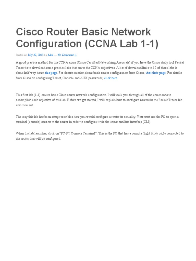 Cisco Router Basic Network Configuration | PDF | Ip Address | I Pv6
