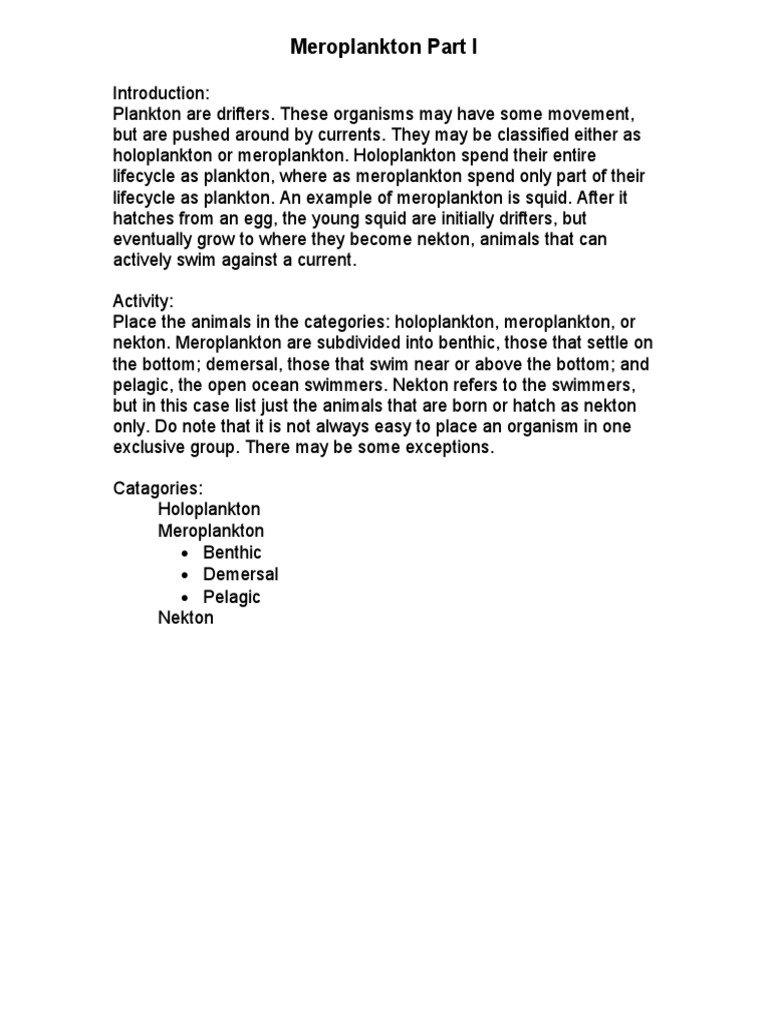 Marine Life Classification Guide | PDF | Plankton | Systems Ecology