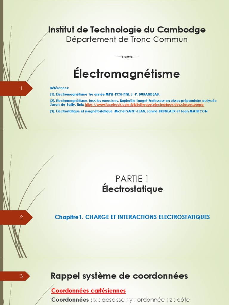 Introduction à l'électrostatique MPSI | PDF | Charge électrique | Électron