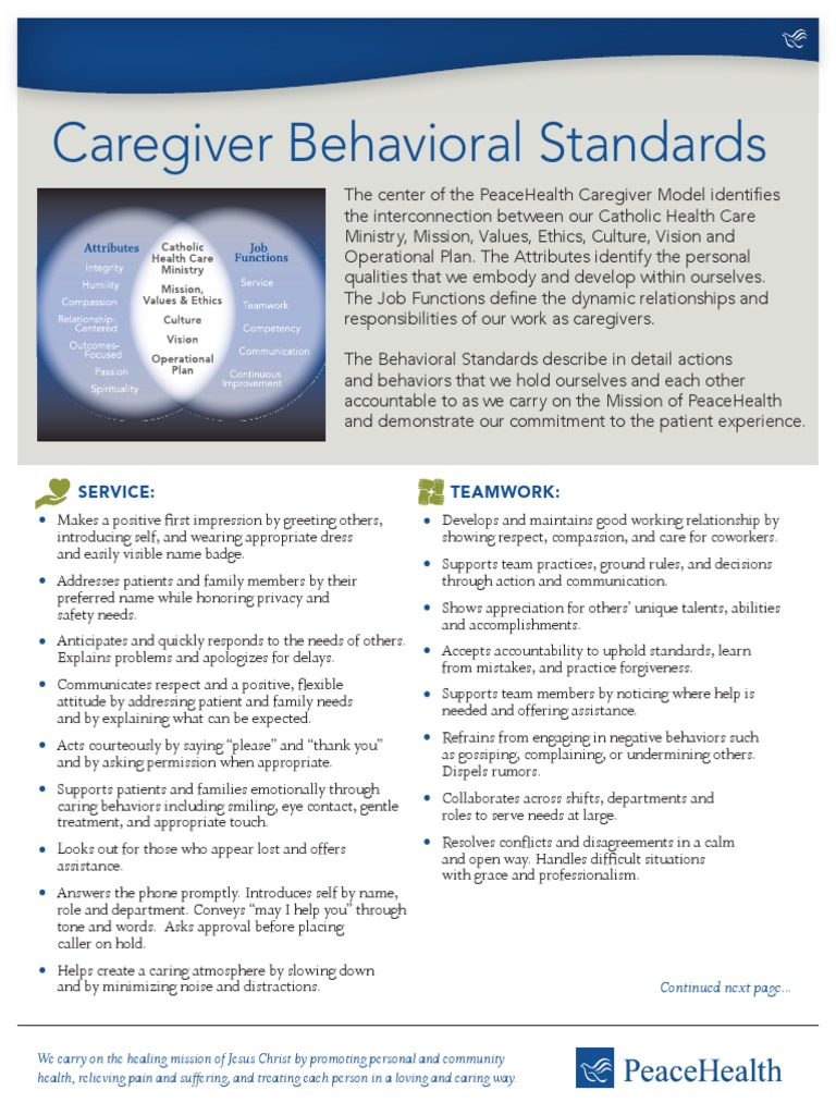 Caregiver Model - Behavioral Standards - FINAL 2011-12 | PDF ...