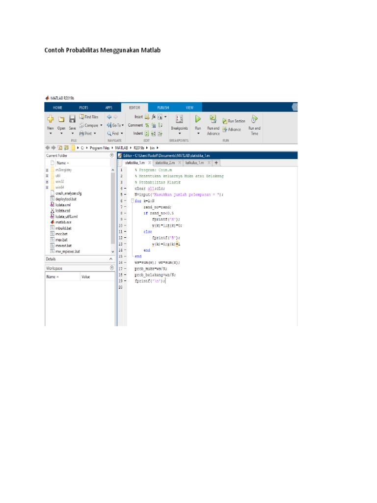 Contoh Matlab Probabilitas - 1 | PDF | Komputer