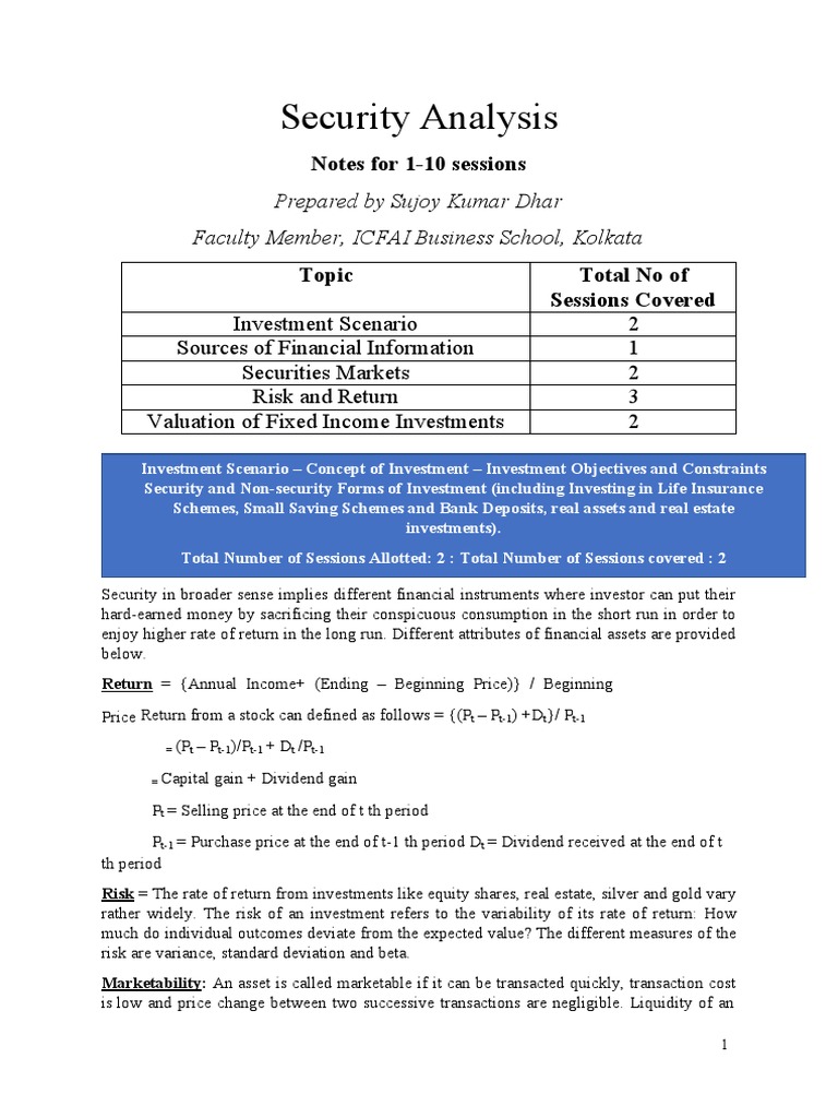 Security Analysis 1 To 30 Consolidated | PDF | Stocks | Investing