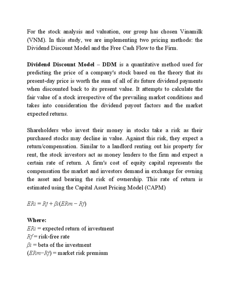Dividend Discount Model - DDM Is A Quantitative Method Used For | PDF ...