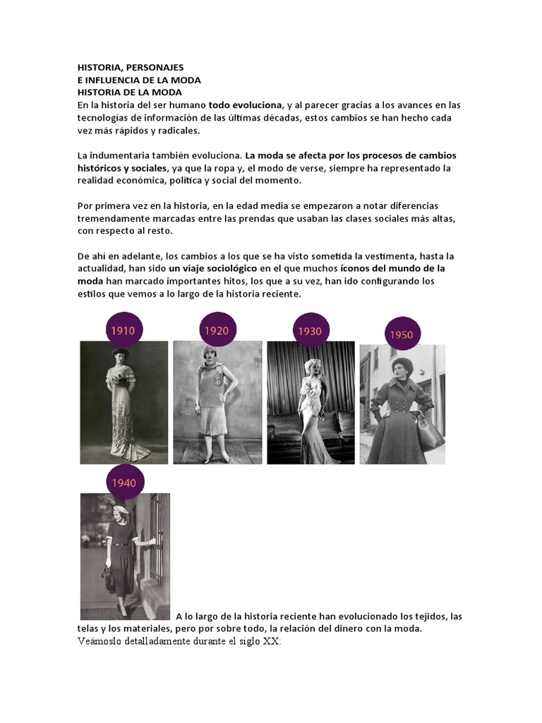 Historia, Personajes e Influencia de La Moda | PDF | Moda | Ropa