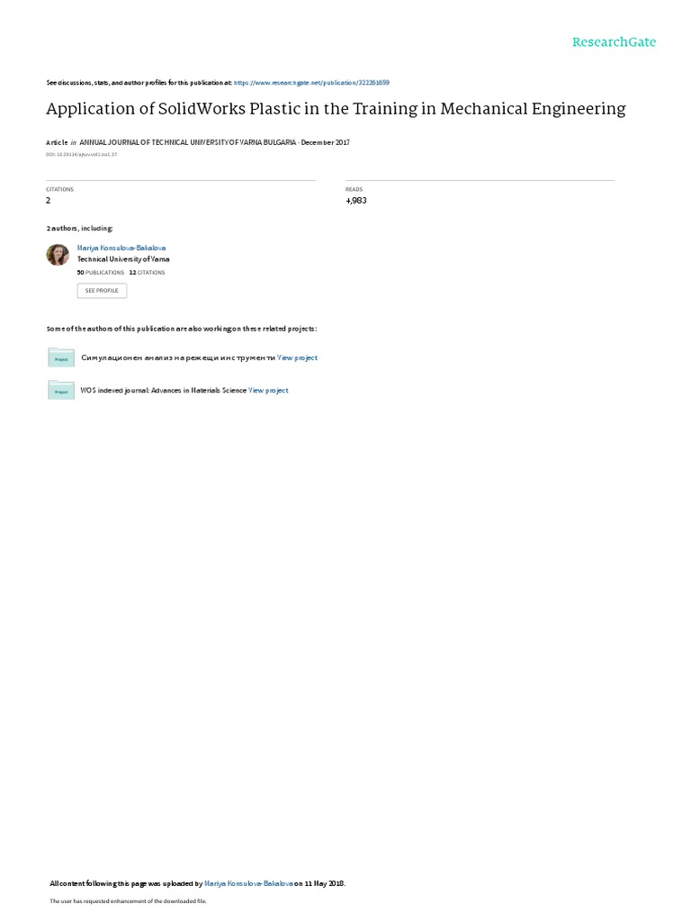 Simulating Injection Molding of Plastic Parts in SolidWorks | PDF ...