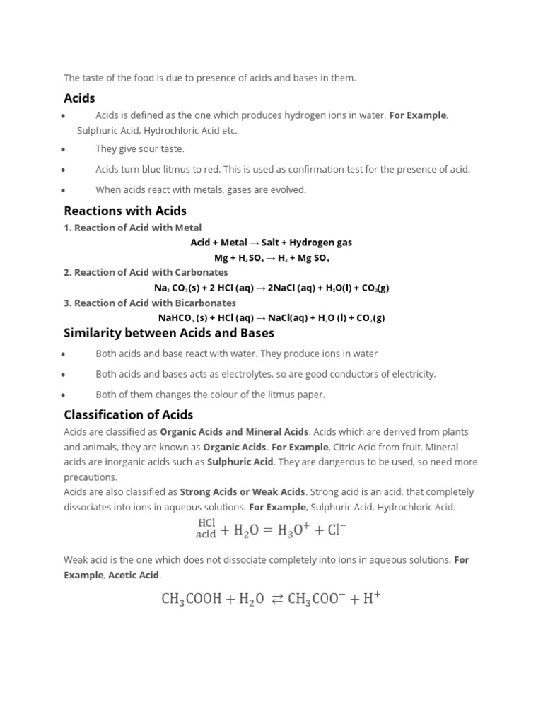 Acids Bases and Salts Notes PDF | PDF | Acid | Ph