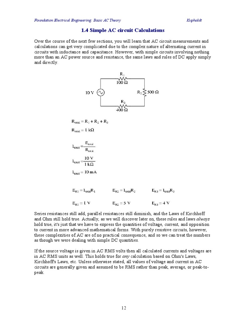 1.4 Simple AC Circuit Calculations: Foundation Electrical Engineering ...