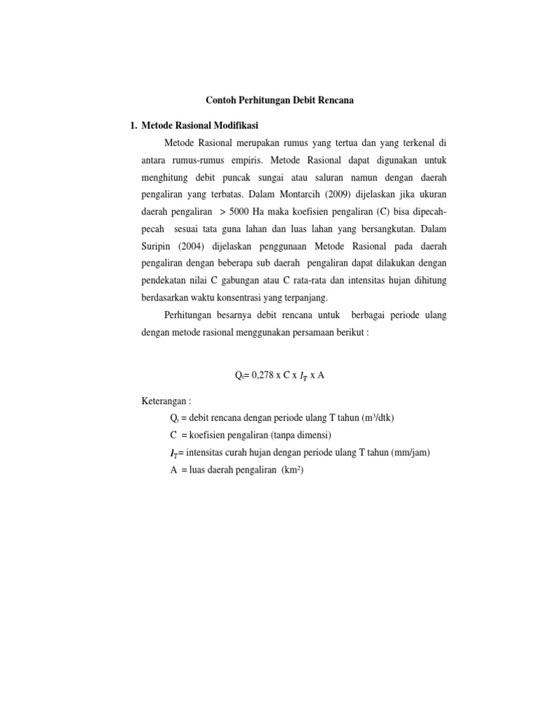 Contoh Perhitungan Debit Rencana (Pertemuan 13) | PDF