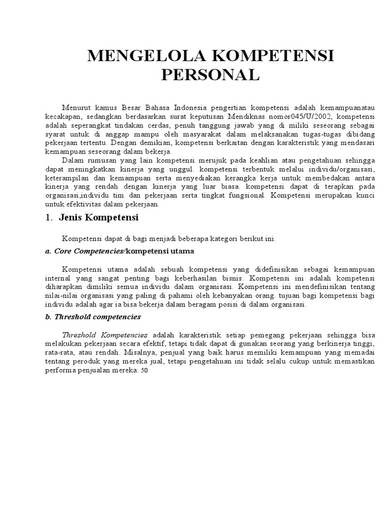 Mengelola Kompetensi Personal | PDF