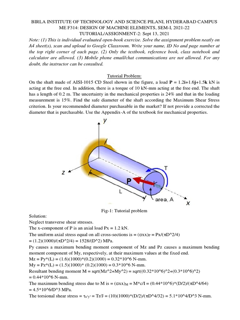 Solution-ME F314 | PDF | Bending | Stress (Mechanics)