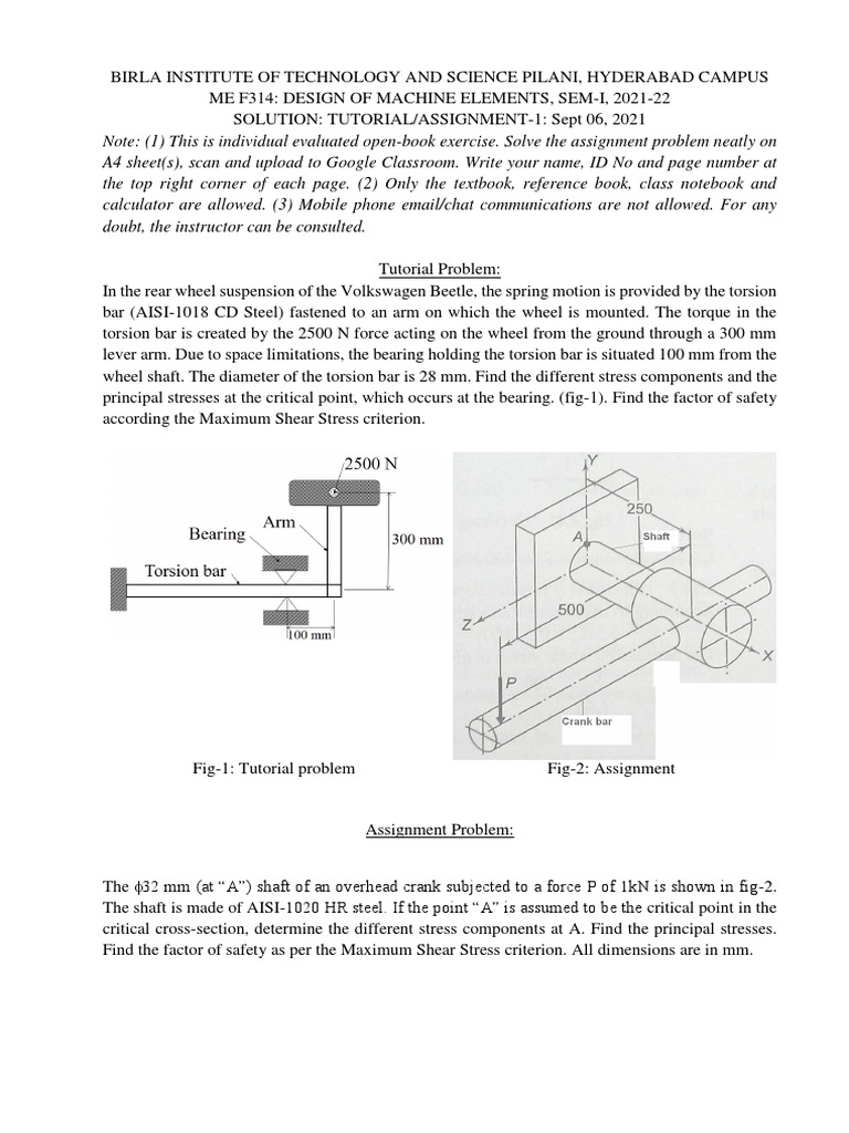 Solution-ME F314 | PDF | Bending | Stress (Mechanics)