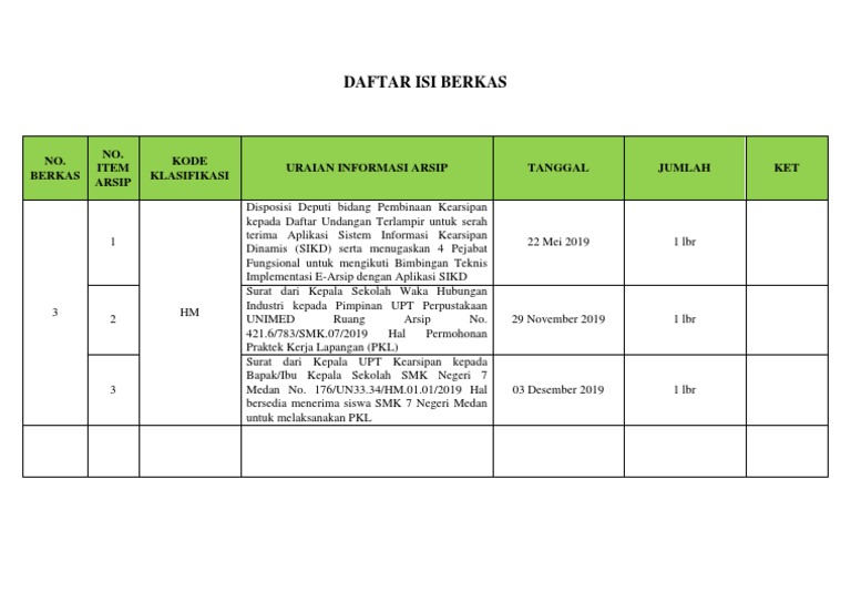 Daftar Isi Berkas 3 | PDF
