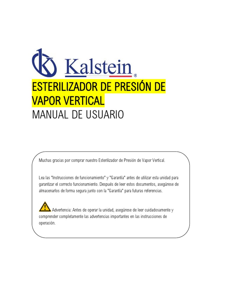 Manual Usuario Autoclave 28 LTS Vertical | PDF | Presión | Vapor Manual Usuario Autoclave 28 LTS Vertical | PDF | Presión | Vapor