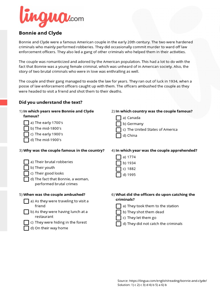 Crime History Quiz: Bonnie & Clyde | PDF | Mystery, Thriller & Crime ...