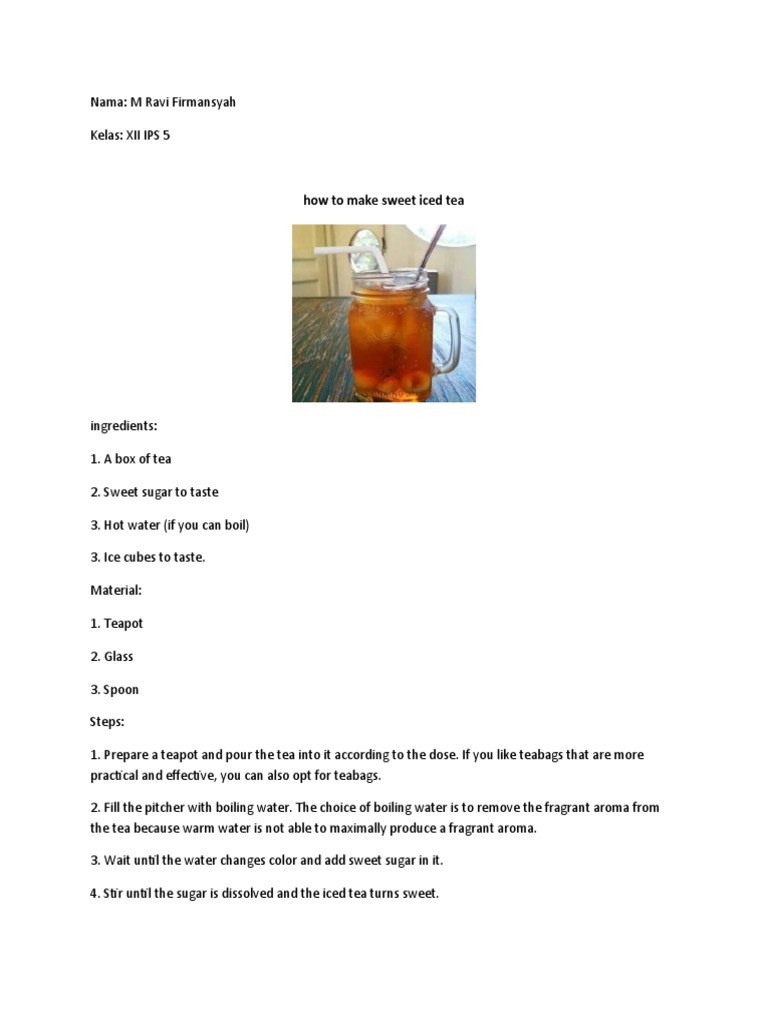 B Inggris - How To Make Sweet Iced Tea-WPS Office | PDF