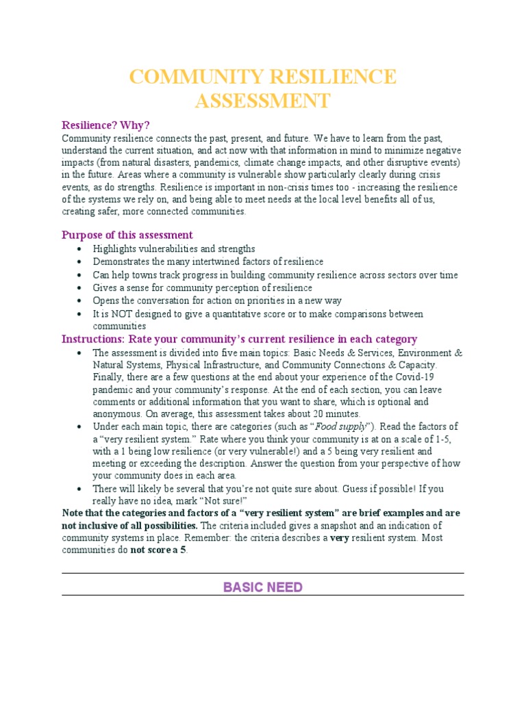 Community Resilience Assessment | PDF | Climate Resilience | Community