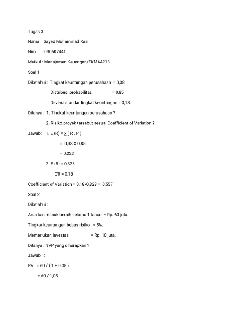Tugas 3 EKMA4213 | PDF