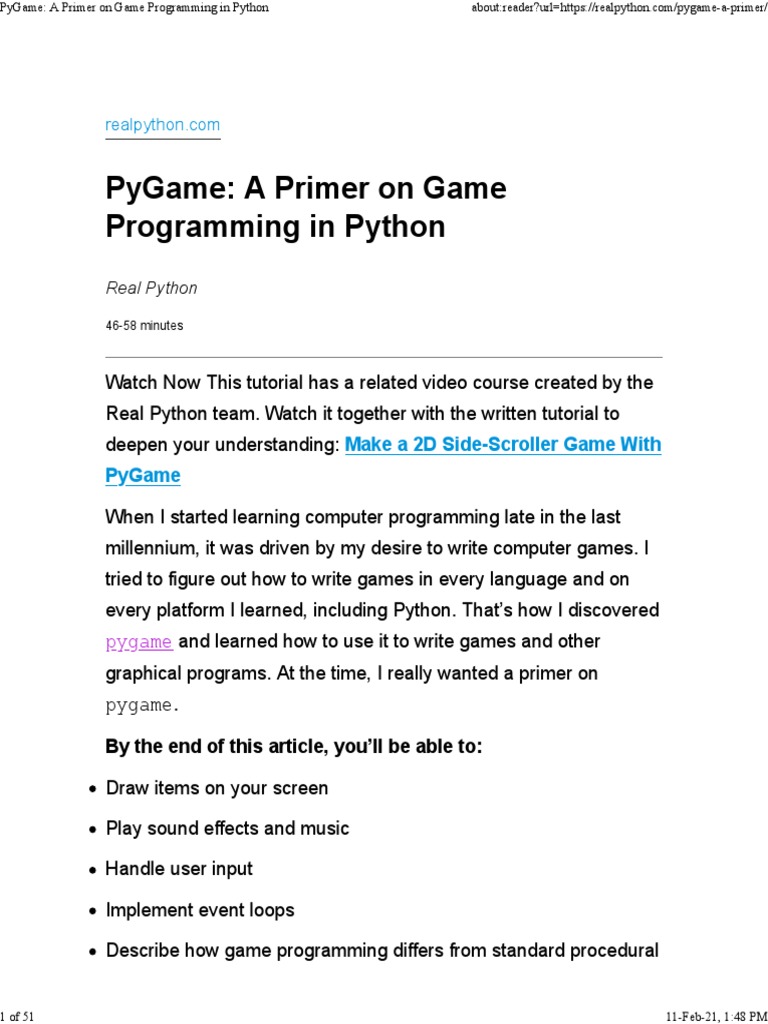 PyGame A Primer On Game Programming in Python | PDF | Control Flow ... PyGame A Primer On Game Programming in Python | PDF | Control Flow ...