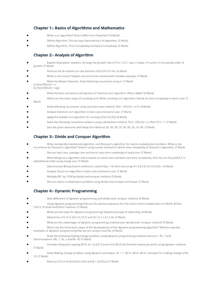 Chapter 1:-Basics of Algorithms and Mathematics | PDF | Dynamic Programming | Time Complexity