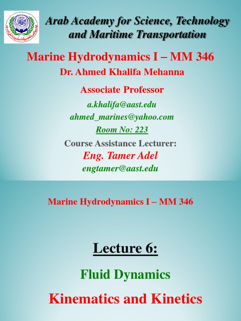 Lecture 6 - Marine Hydrodynamics I - Fluid Kinematics Kinetics | PDF ...