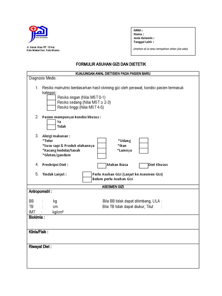 Form Asuhan Gizi | PDF