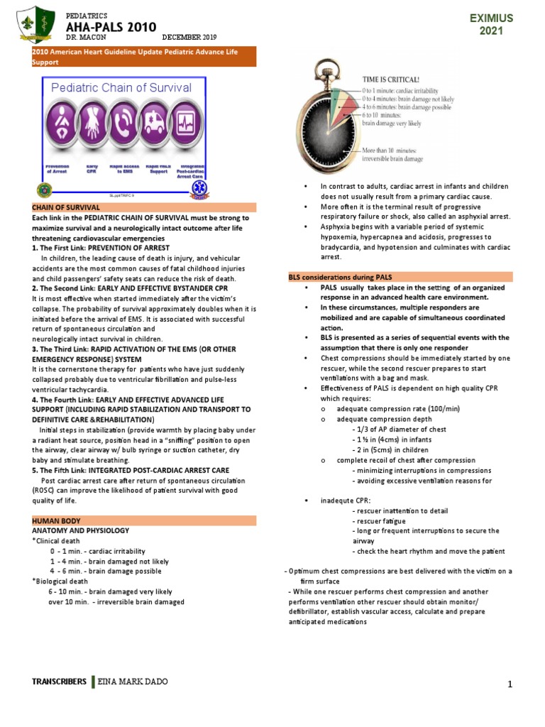 AHA-PALS 2010: Pediatric Chain of Survival | PDF | Cardiopulmonary ... AHA-PALS 2010: Pediatric Chain of Survival | PDF | Cardiopulmonary ...