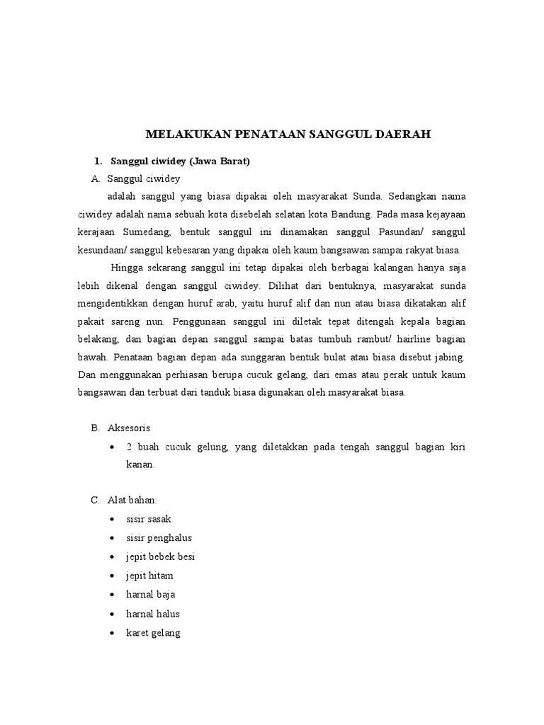 Sanggul Cepol Dan Ciwidey | PDF