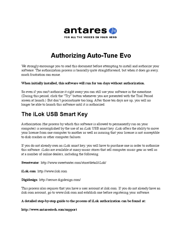 Authorizing Auto-Tune Evo: The Ilok Usb Smart Key | PDF | Software ...