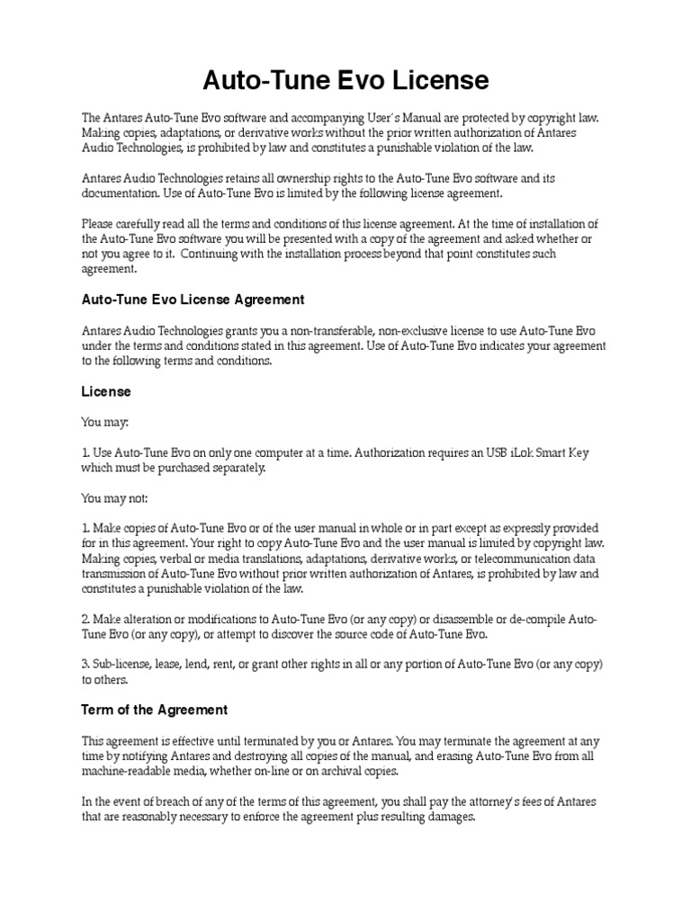 Auto-Tune Evo License | PDF | License | Copyright Infringement