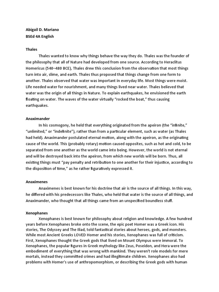 Abigail D. Mariano Bsed 4A English | PDF | Ancient Greek Philosophy | Plato