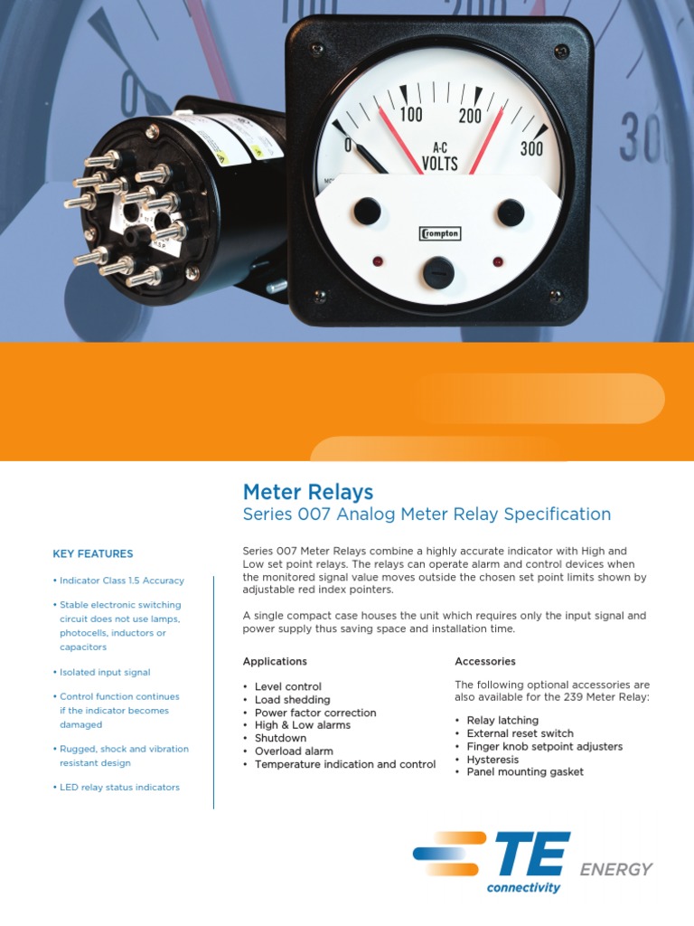 Meter Relays: Series 007 Analog Meter Relay Specification | PDF | Relay ...