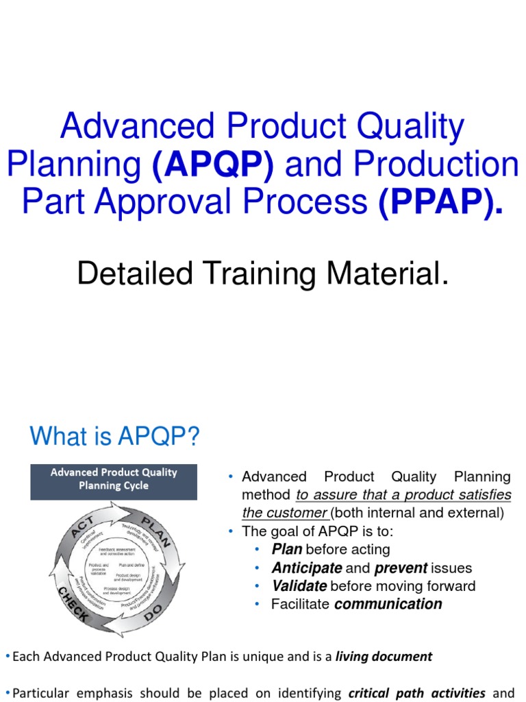 PPAP and APQP Training | PDF | Reliability Engineering | Verification And Validation