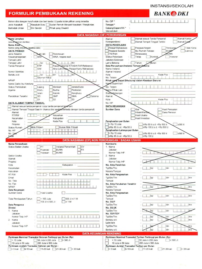 Form Pembukaan Rekening Sekolah, Kepsek, Bendahara Dan Form SK Umum | PDF
