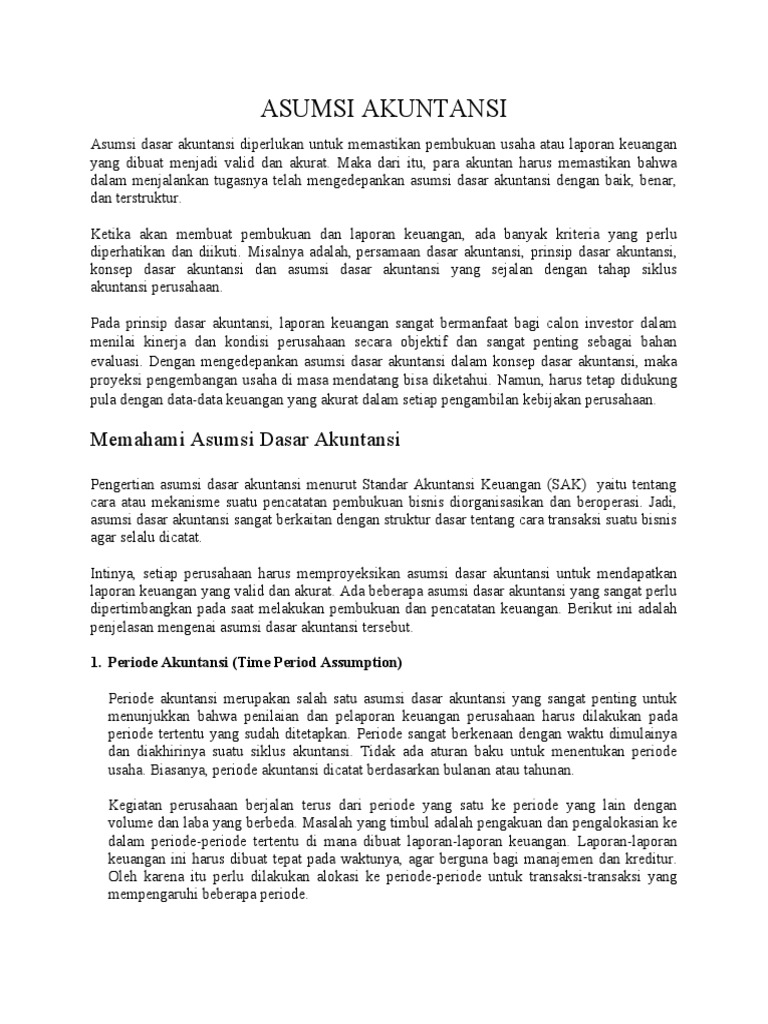 Prinsip Dasar Asumsi Akuntansi Pdf