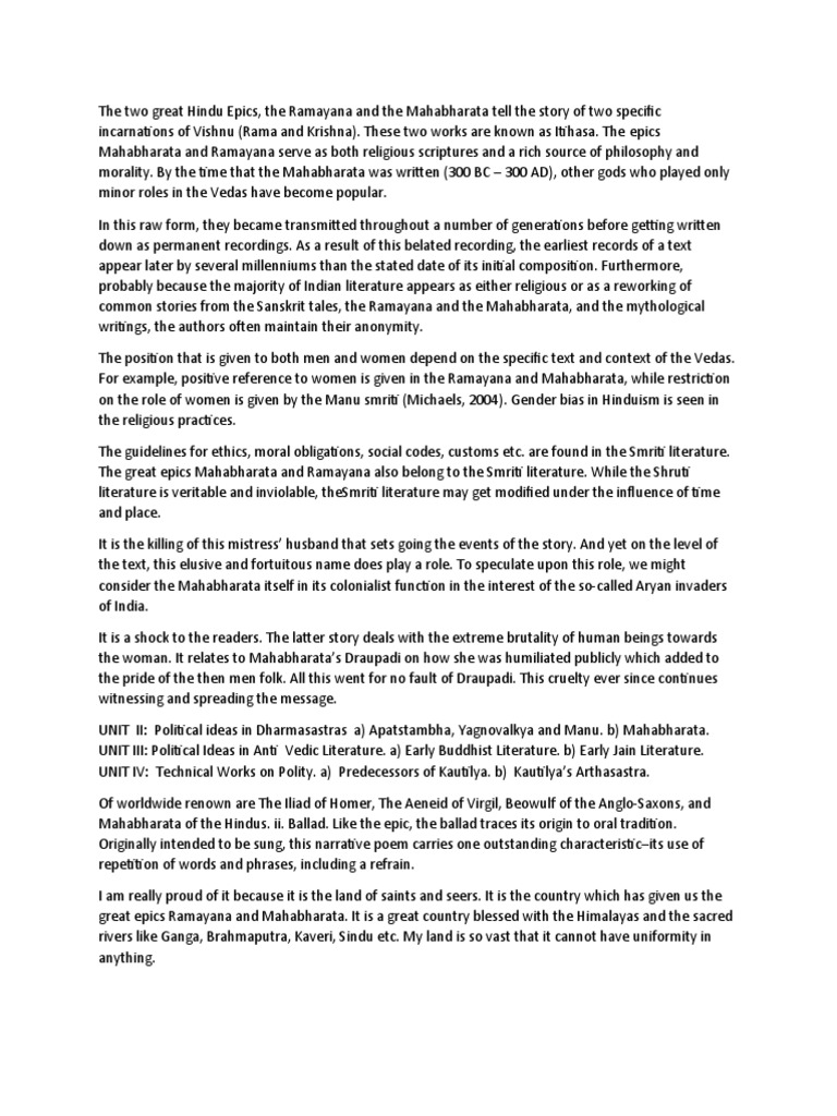 The Two Great Hindu Epics | PDF | Ramayana | Mahabharata