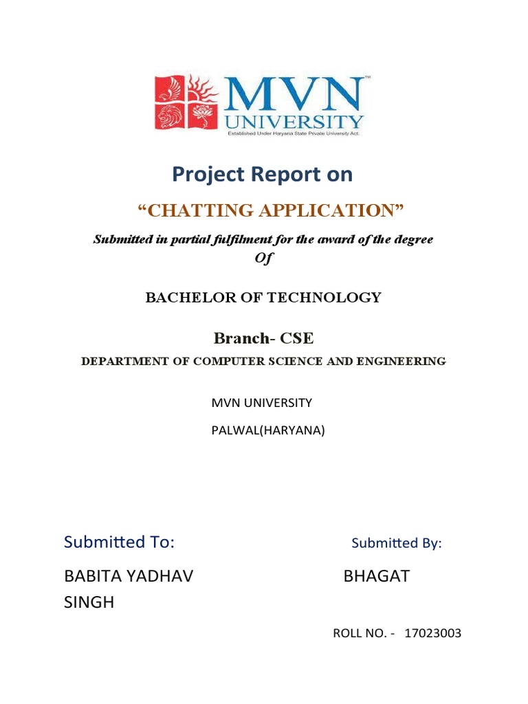 Project Report On: "Chatting Application" | Download Free PDF | Port (Computer Networking ...