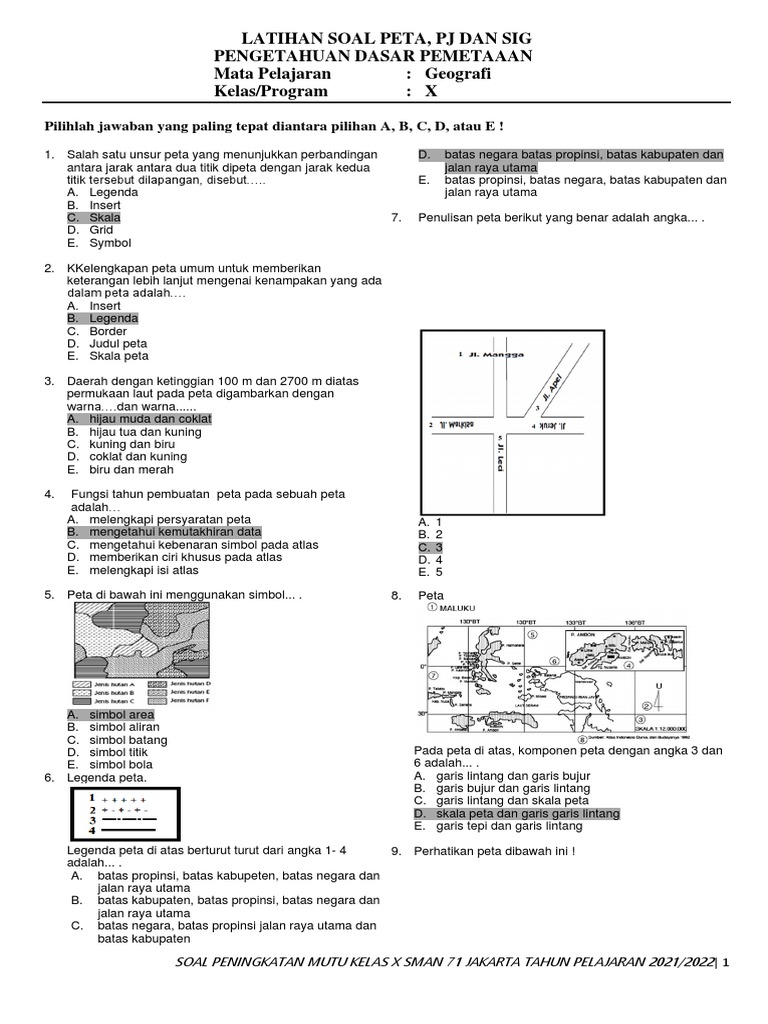 Soal Peta Kelas 4 dan 10 Geografi | PDF