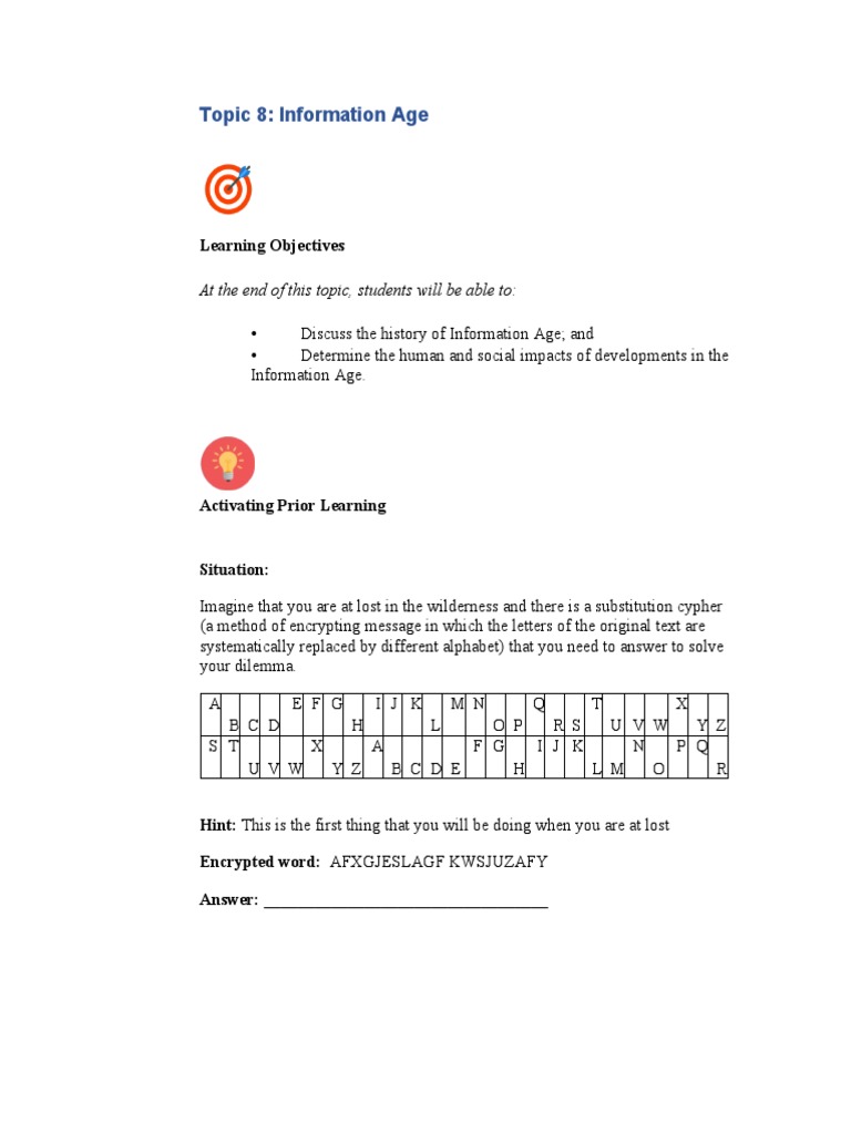 Topic 8: Information Age: Learning Objectives | PDF | Bioinformatics ...