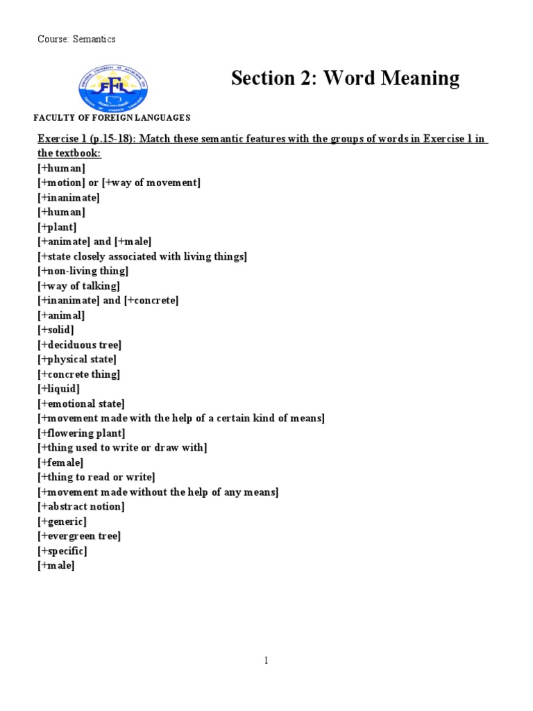 Section 2 - Word Meaning - 2.1-2.7 | PDF | Word