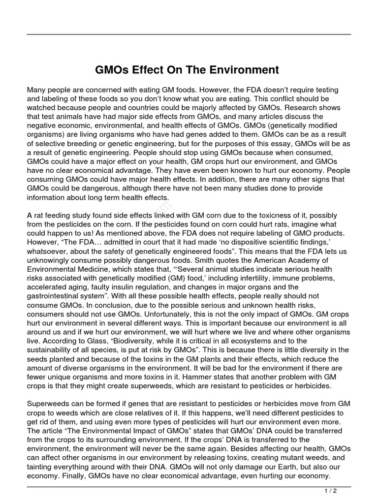 Gmos Effect On The Environment | PDF | Genetically Modified Organism ...