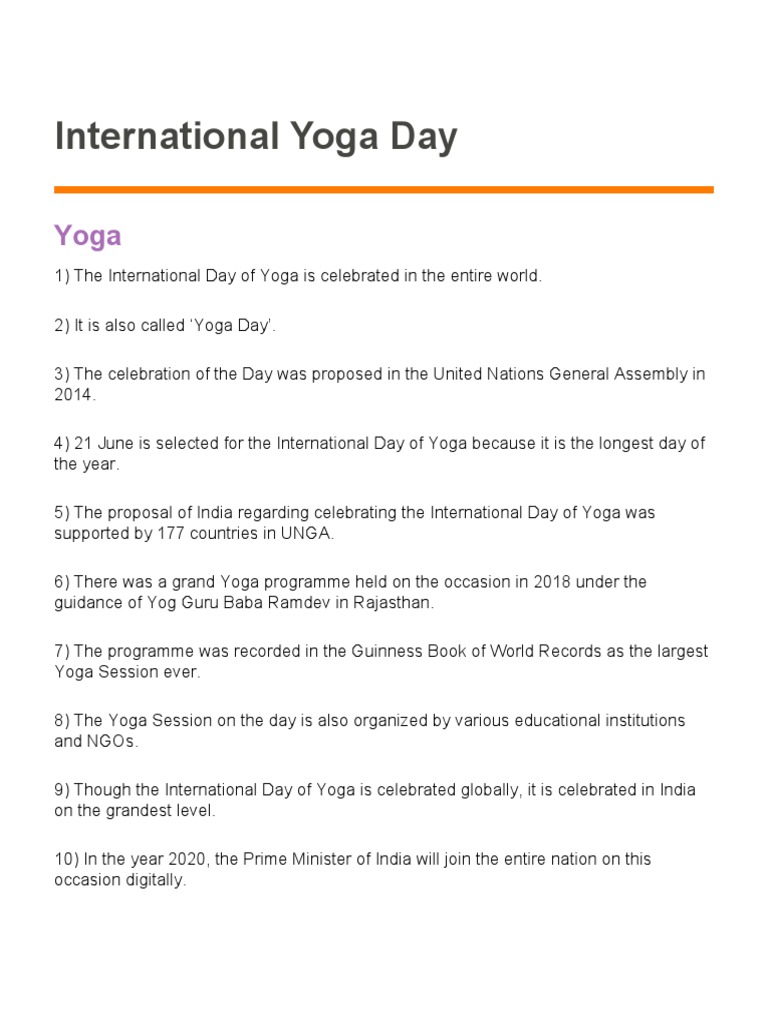 International Yoga Day | PDF