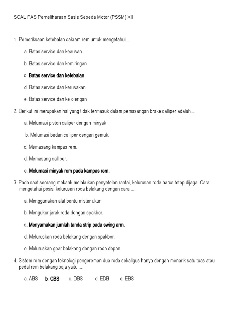 SOAL PAS PSSM XII TBSM 202I (Pak Usep) | PDF