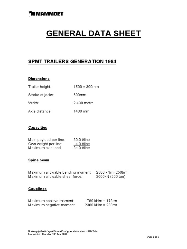 General Data Sheet - SPMT | PDF