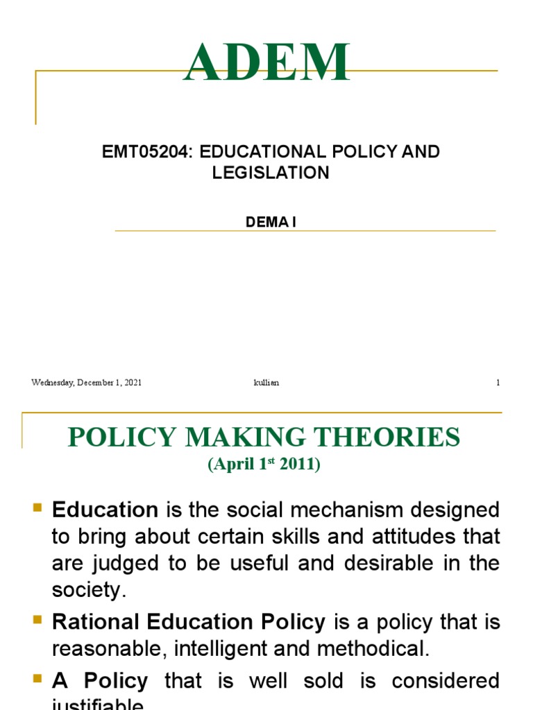 Policy Making Theories | PDF | Policy | Evaluation