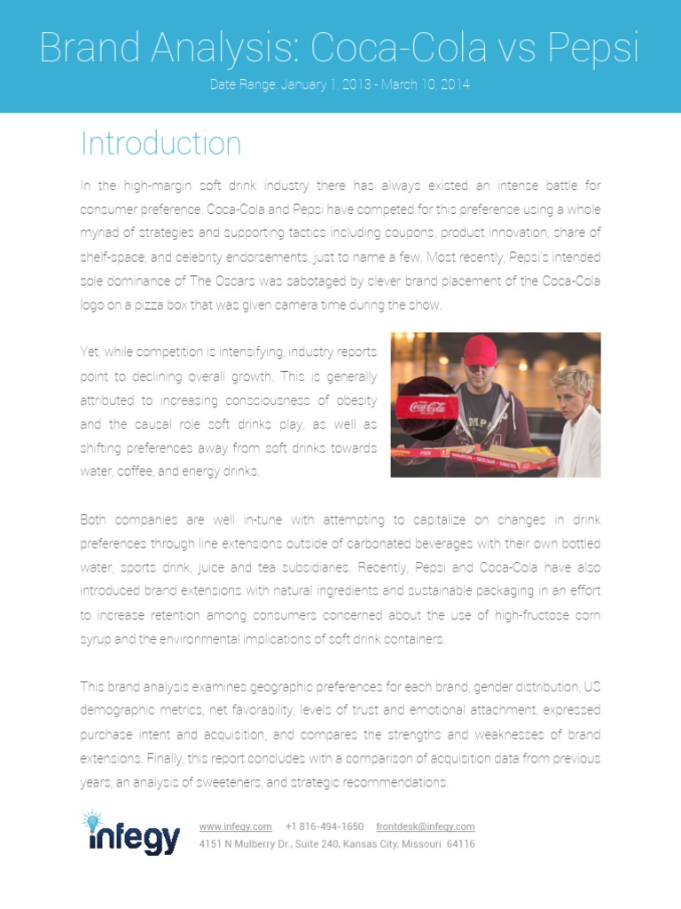Brand Analysis Coca Cola Vs Pepsi - Report by - Infegy | PDF | Coca ...
