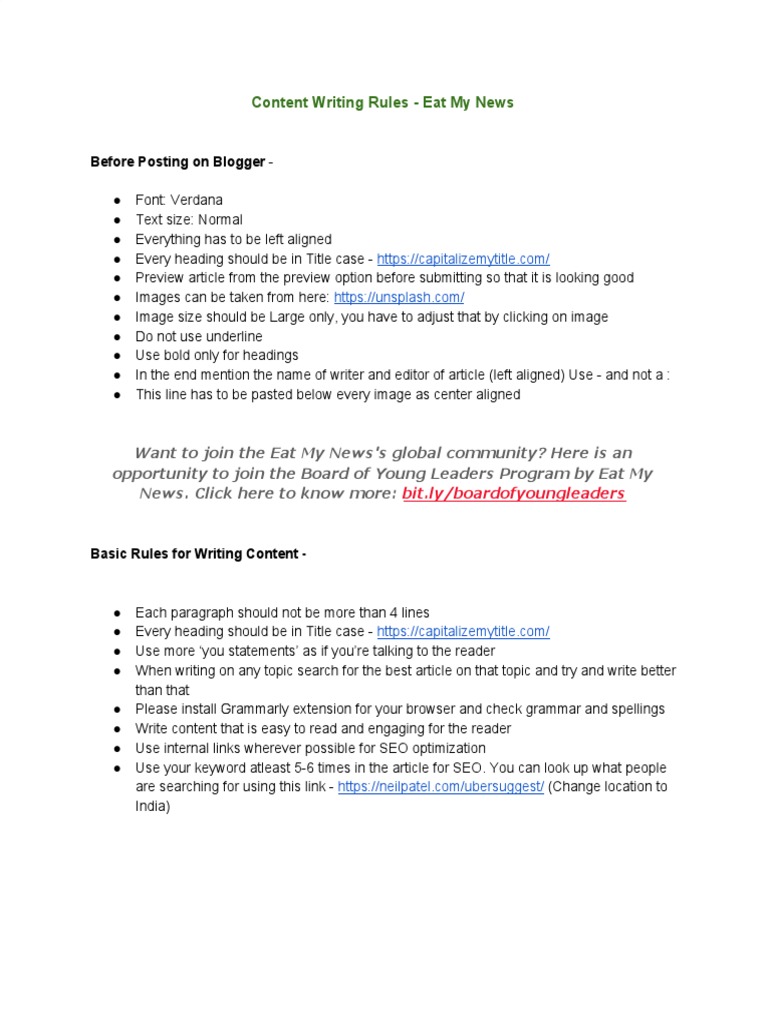 Content Writing Rules | PDF | Search Engine Optimization | Communication