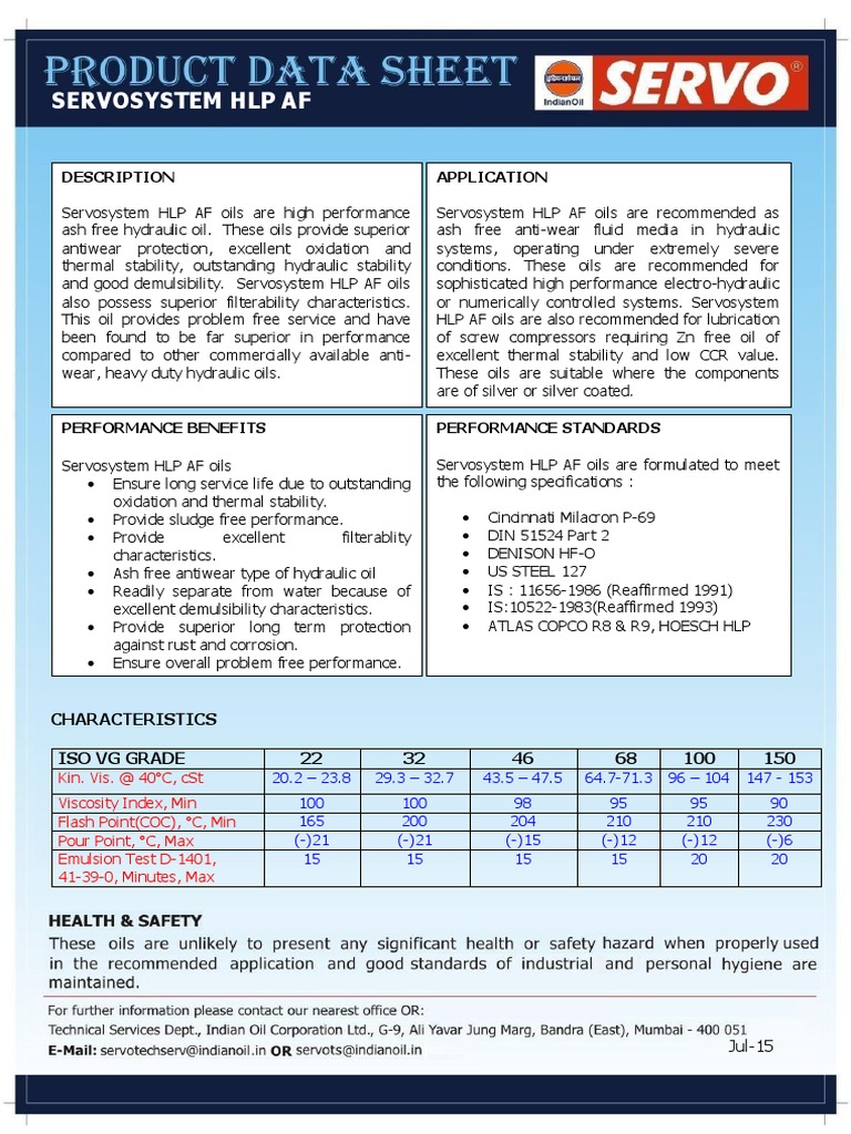 Servosystem HLP Af: Description Application | PDF | Chemistry | Materials